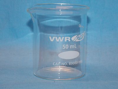 New VWR Borosilicate Glass 50mL Dual Scale Low Form Griffin Beaker ...