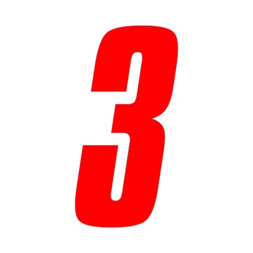 6 inch tall Red Race Number 3 racing numbers decals helmet sports ...