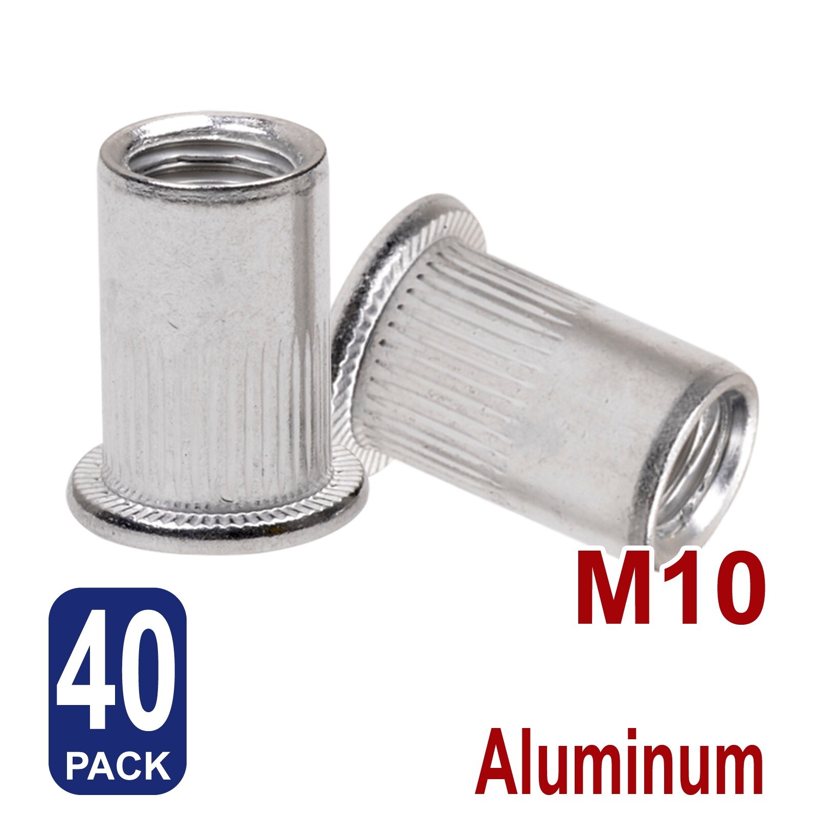 M10 Rivet Nuts Threaded Insert Nutsert Flat Head Rivnuts Aluminium ...