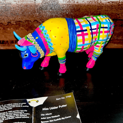 Cow Parade Miss Udder Putter Plaid Cow with Golf Club vintage 2004 ...