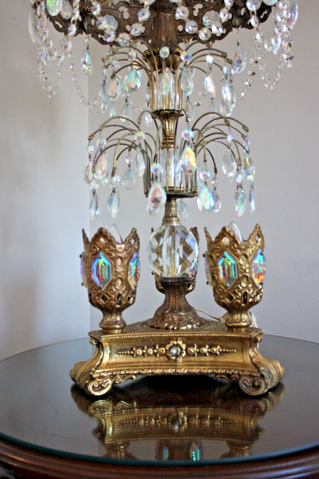 Loevsky & Loevsky Hollywood Regency prims and bobeches filigree lamp ...