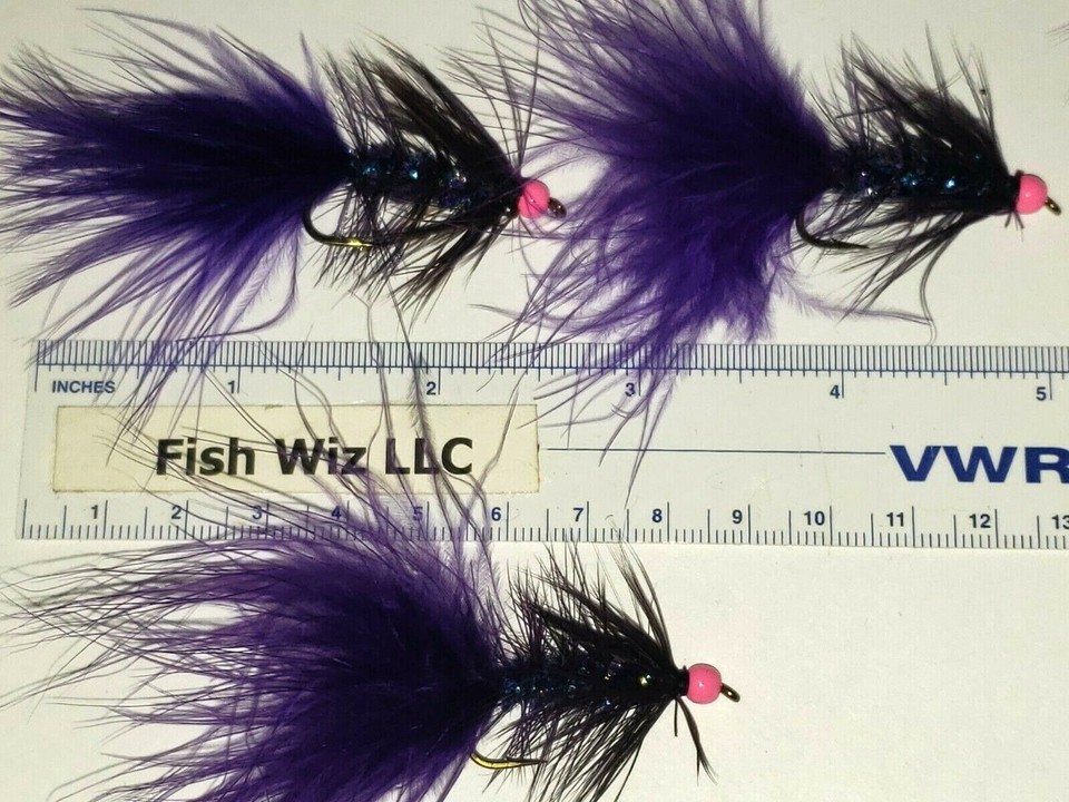 Egg Sucking Leech Bead Head Purple w Pink Egg size 4 (per 3) | eBay