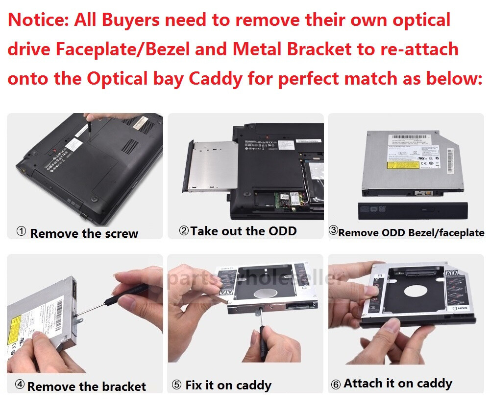 2nd SATA HDD SSD Hard Drive Caddy Adapter for Asus Q551LN GL551JK ...