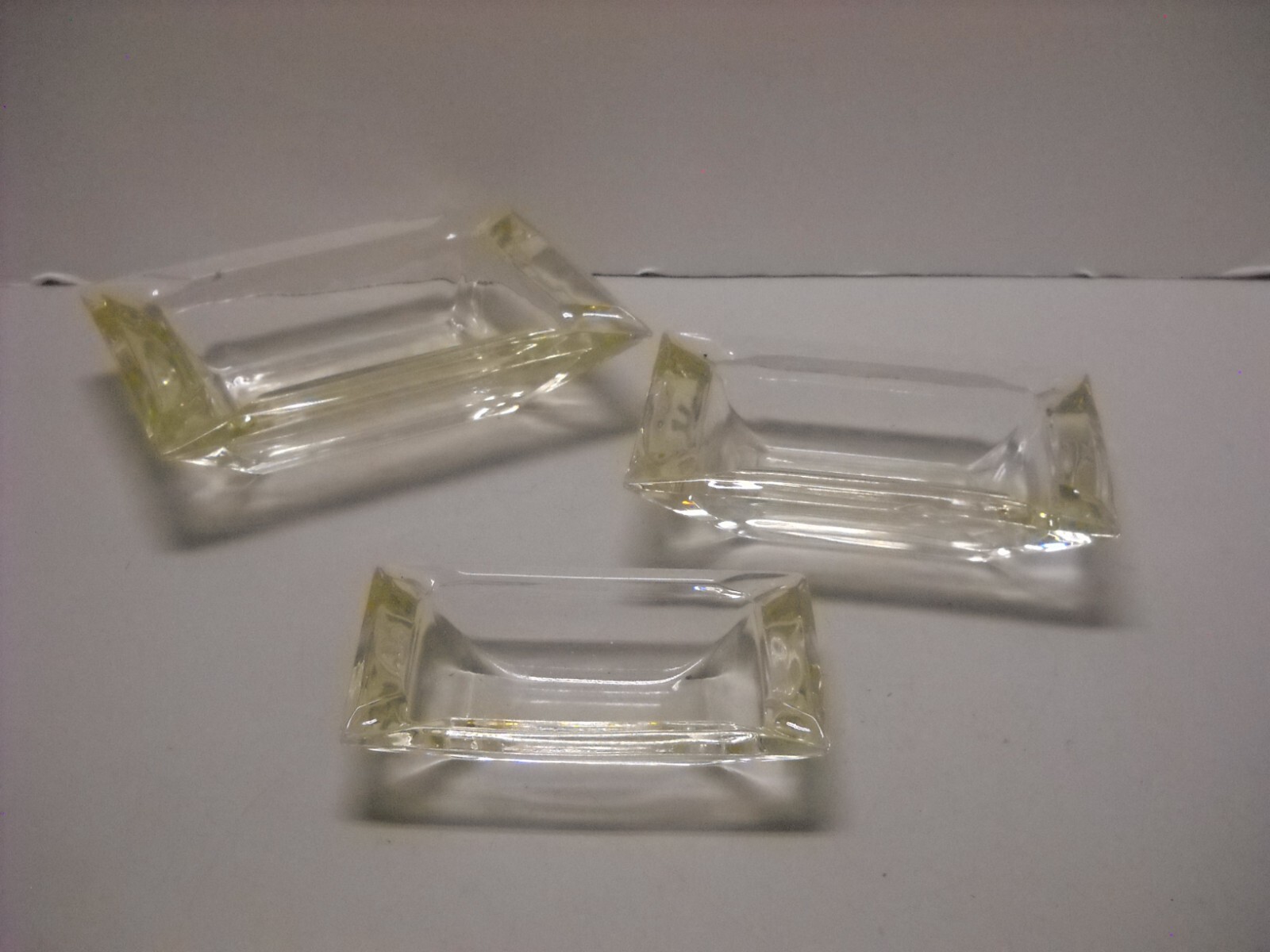 Vintage MID CENTURY Clear Rectangle Glass Stacking Ashtrays Set of 3 | eBay