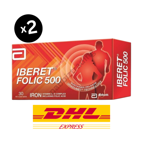 2x ABBOTT IBERET FOLIC 500 30's IRON VITAMIN C & B COMPLEX DHL EXPRESS ...