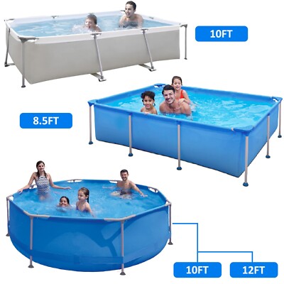8/10/12 Feet Rectangular Large Round Frame Above Ground Swimming Pool ...