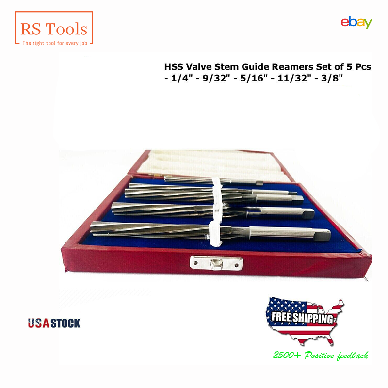 HSS Valve Stem Guide Reamers Set of 5 Pcs 1/4" 9/32" 5/16" 11/32" 3/8 ...