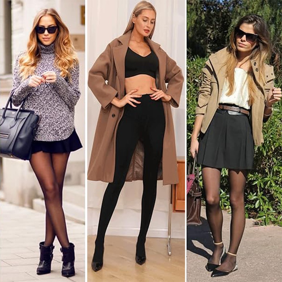 Women Thermal Lined Translucent Pantyhose Fleece Tights Stockings ...