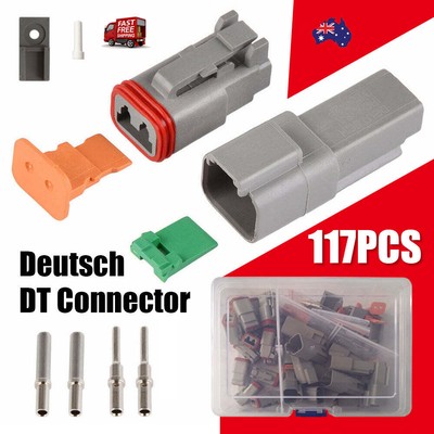 117PCS Deutsch Kit DT 2 Way Series Connector Plug Waterproof Auto ...