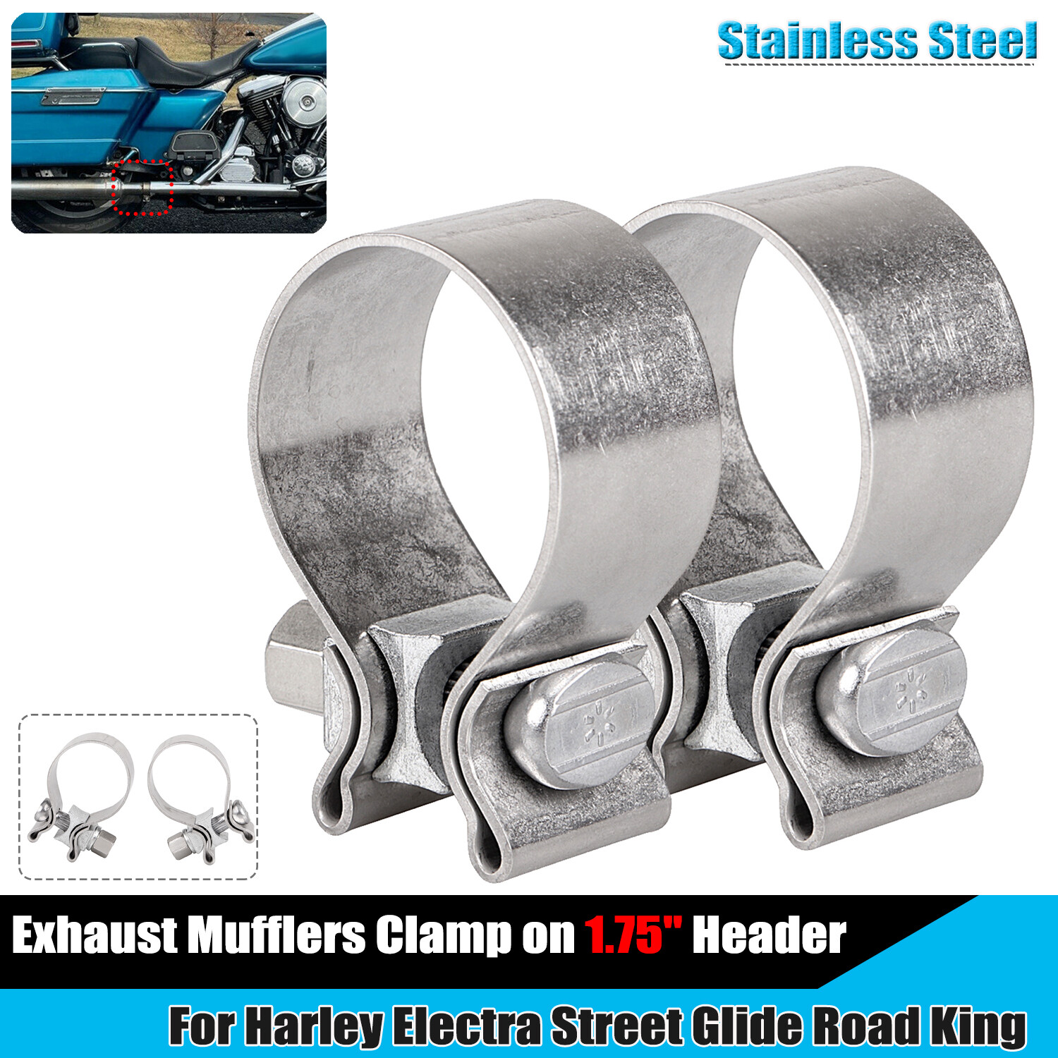 1.75" Exhaust Clamp on Headers For Harley Electra Glide Classic EFI ...