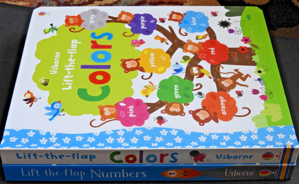 2 USBORNE LIFT THE FLAP BOOKS COLORS NUMBERS Large Board Book NEW | eBay