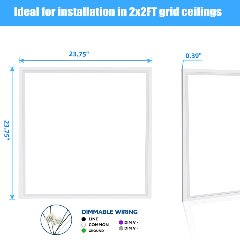2x2 FT LED Flat Panel Troffer Light,2x4 FT Recessed Back-Lit Drop ...