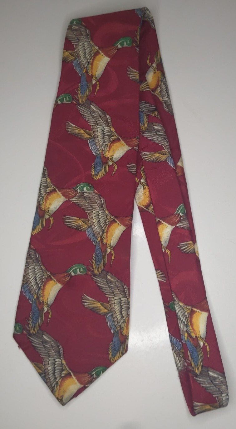 Waterfowl Mallard Duck Themed Maroon Tie - Gem