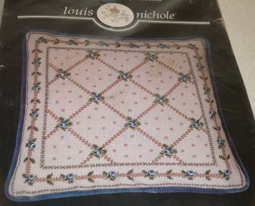 Bucilla * Louis Nichole * VIOLETS * Needlepoint Kit Floral Pillow ...
