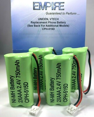 4pc Vtech CS6229-3 Cordless Phone Replacement Battery CPH-515D 2.4V ...