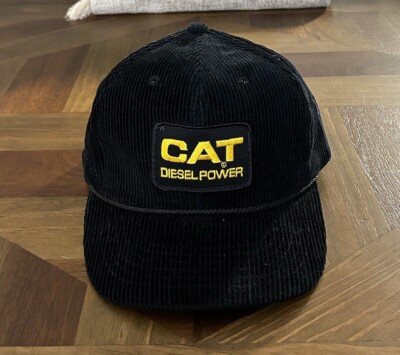 Vintage CAT Diesel Power Corduroy Hat Patch SnapBack Trucker Cap Black ...