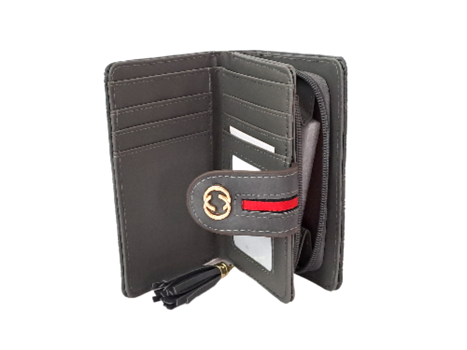 Women's Compact Wallet Tassel Zip Card Holder Purse Flap Small Coin ...