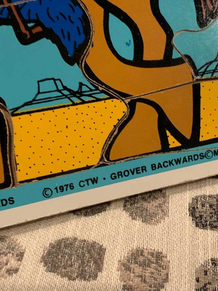 Playskool Grover Cowboy Horse Sesame Street Puzzle 1976 Wood Wooden ...