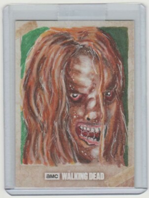 WALKING DEAD SEASON 7 WALKER SKETCH CARD BY ARTIST CHAD SCHERES (#1) 1/ ...