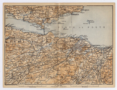 1890 ORIGINAL ANTIQUE MAP OF VICINITY OF EDINBURGH / SCOTLAND | eBay UK