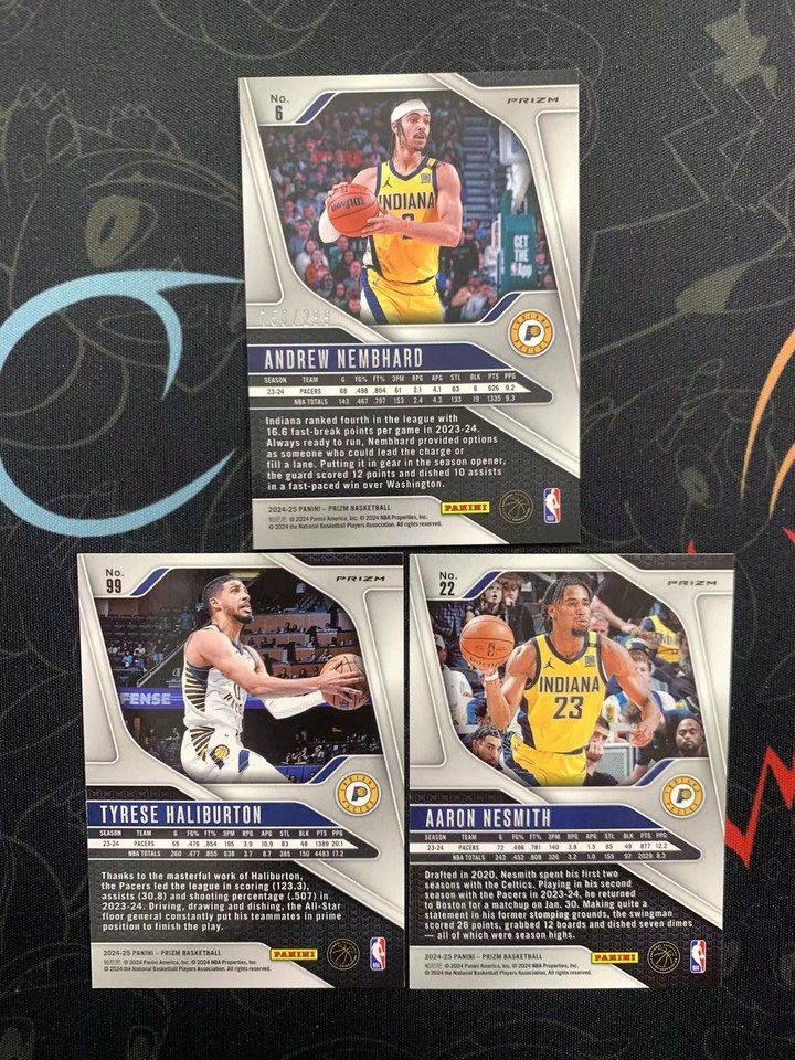 24-25 Panini Prizm Andrew Nembhard / Tyrese Haliburton /Aaron Nesmith ...
