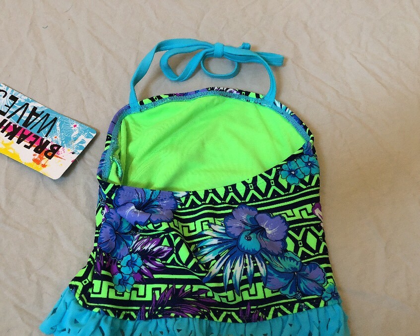 Breaking Waves Blue Byzatine Blossom Tankini Size 4 48 | eBay