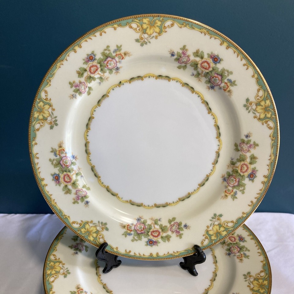 10" Dinner Plate Paris Green Border Meito Flowers - Mint Condition | eBay