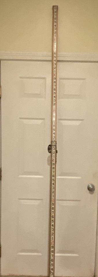 VINTAGE JK ADAMS CO. SURVEYING MEASURING STICK TRANSIT ROD -3 SECTIONS ...