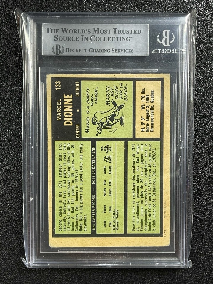 MARCEL DIONNE SIGNED 1971/72 OPC ROOKIE CARD #133 6 INSCRIPTIONS BAS ...