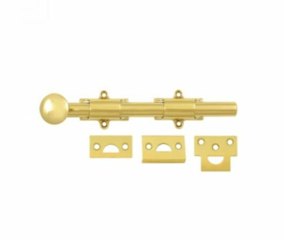 Deltana 8SB Heavy Duty Surface Bolt | 8 Inch | Solid Brass | 10 ...