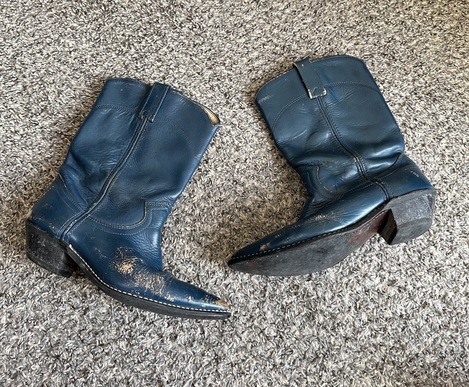 Vintage Acme Blue Distressed Leather Western Cowboy R… - Gem