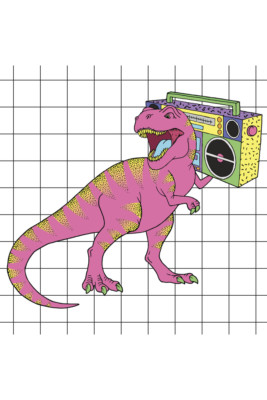 Totally Rad T Rex With Boombox Retro Cool Wall Decor Art Print Poster ...