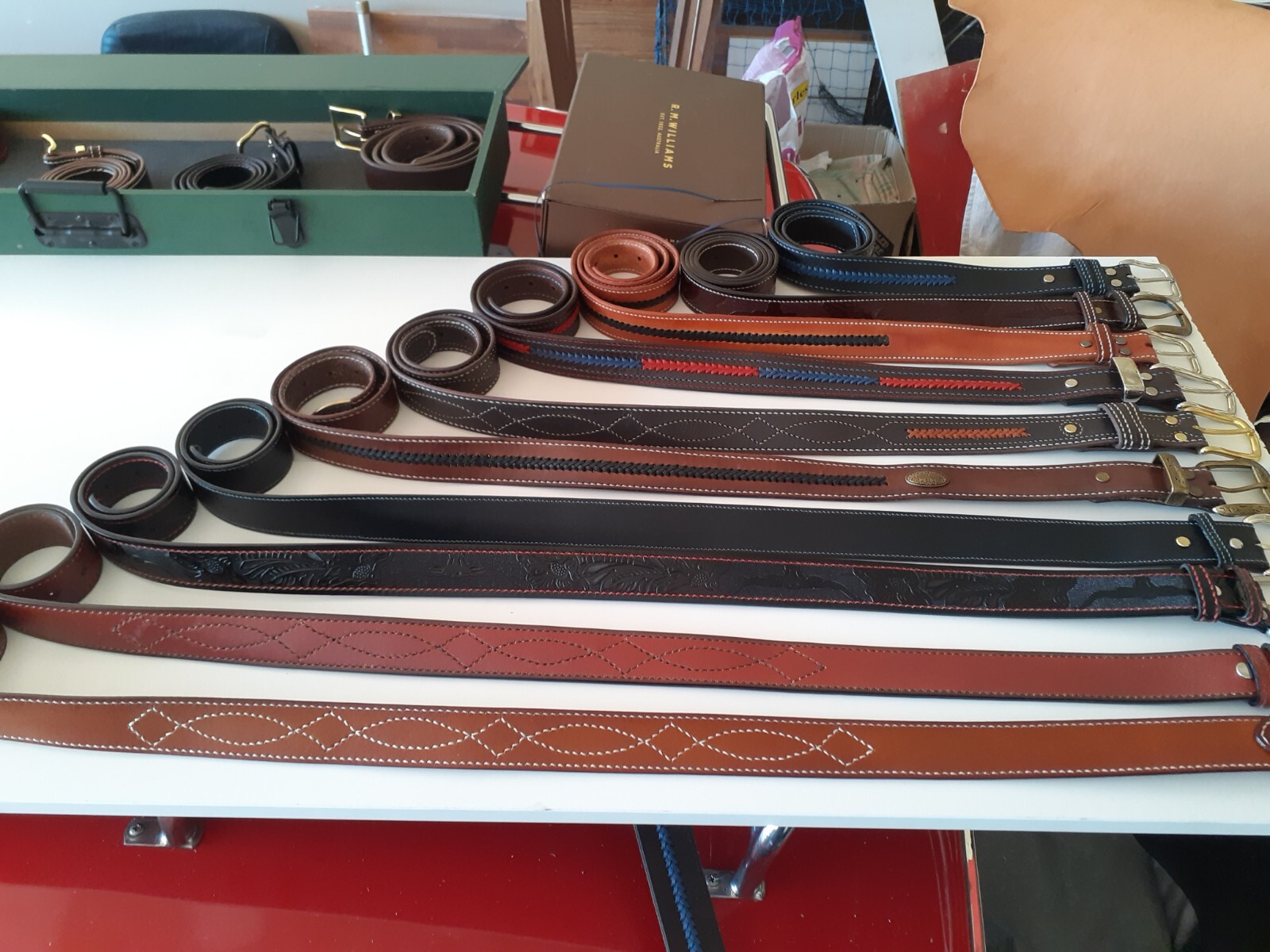 Mens leather belt - genuine, "Hand Crafted" | eBay