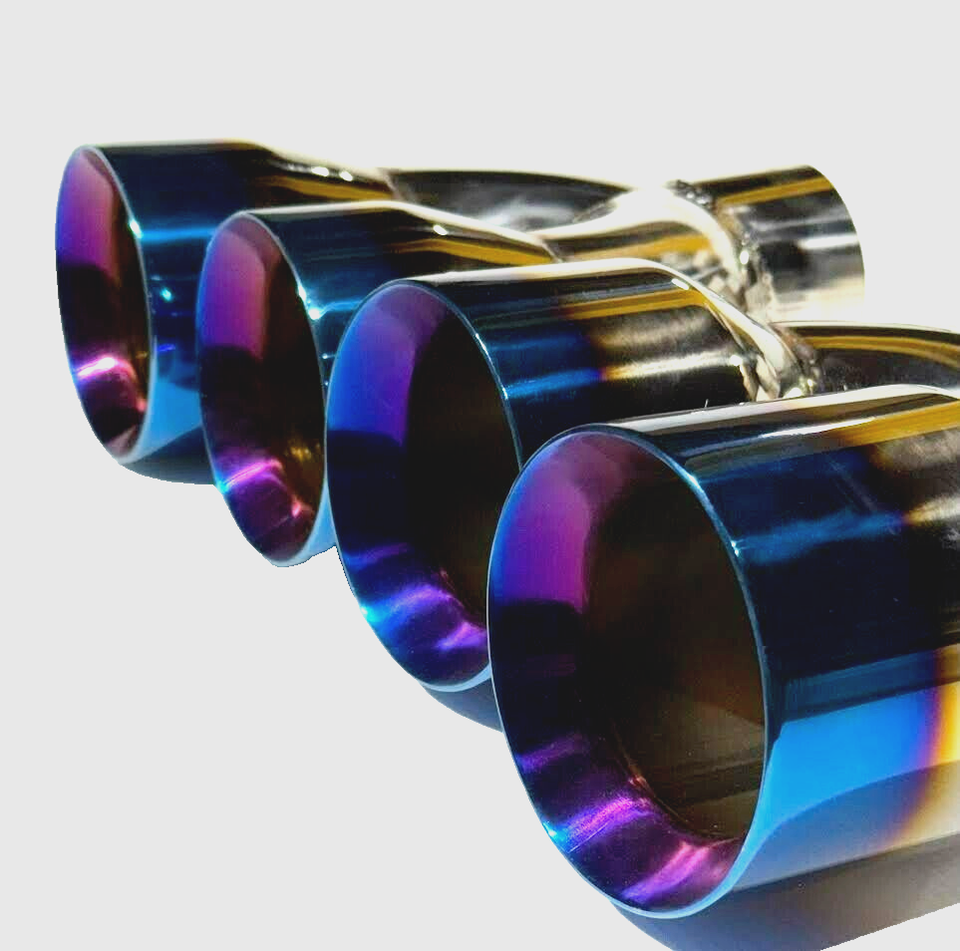 Dual 4" Quad Staggered Burn Style Exhaust Tips Fits Chevy Camaro ...