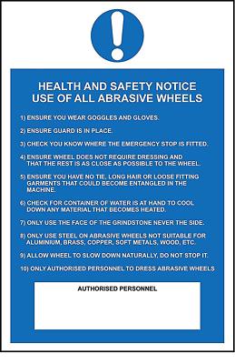 Health and safety notice use of all abrasive wheels safety sign | eBay UK