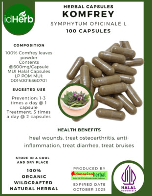 CAPSULES SYMPHYTUM OFFICINALE L KOMFREY COMFREY NATURAL ORGANIC HERBAL ...