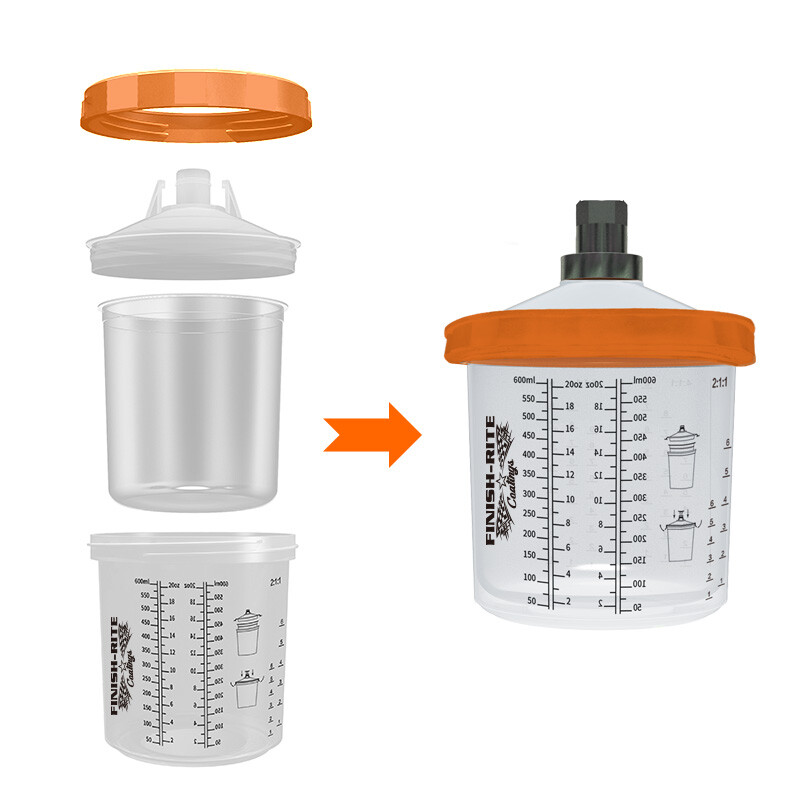 Finish-Rite 800cc Paint Cup Set Lids & Liners - Compare 3M 16024 PPS | eBay