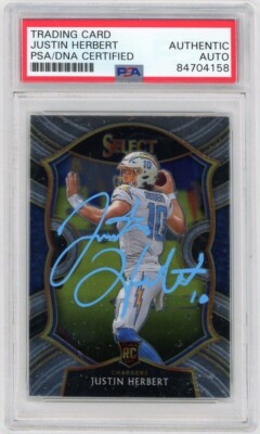 Justin Herbert Signed 2020 Panini Select Rookie Card RC #44 FULL AUTO ...