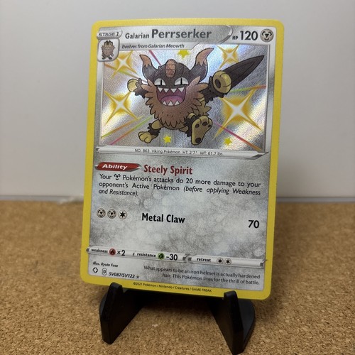 Galarian Perrserker Shining Fates sv087/sv122 Holo Rare Pokémon Card ...