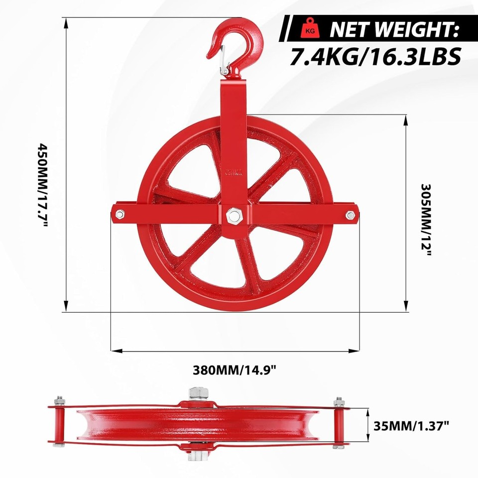 12" Scaffold Hoist Pulley, 1000lbs Pulley Wheel Gin Wheel, Gin Block ...