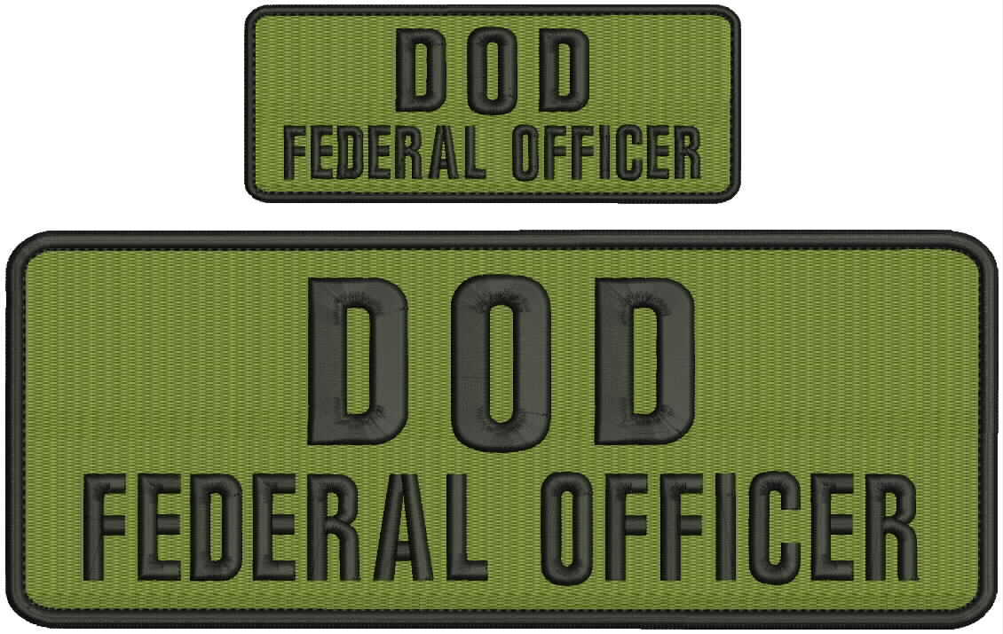 DOD FEDERAL OFFICER embroidery patches 4x10 And 2x5 hook od green | eBay