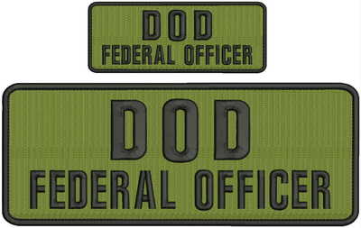 DOD FEDERAL OFFICER embroidery patches 4x10 And 2x5 hook od green | eBay