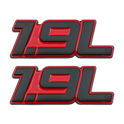 2x Black & Red 1.9L Car Emblem Metal V6 V8 Engine Badge SUV Racing Logo ...