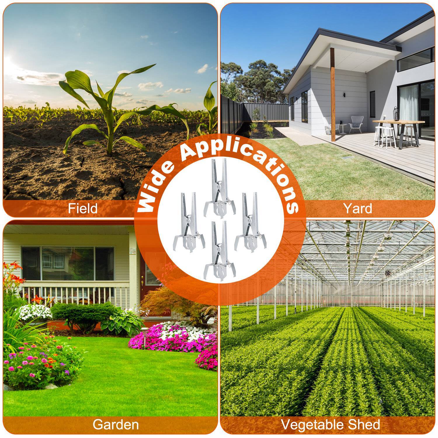 4PCS Reusable Claw Mole Traps with Scissor Jaw Mole Clips Galvanized ...