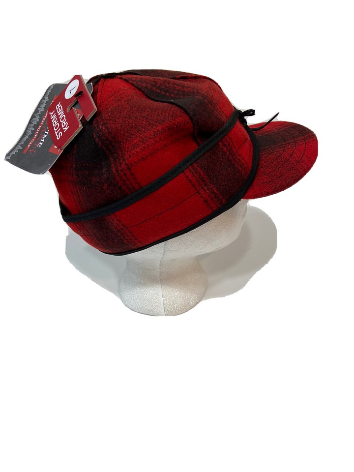Stormy Kromer Cap Red Plaid Size 7 Wool Blend Outdoor Hat Ear Flaps The ...