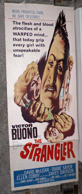 THE STRANGLER original 1964 14x36 insert SERIAL KILLER movie poster ...