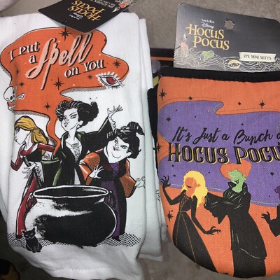 NWT Disney Hocus Pocus Kitchen Towels Oven Mitt Halloween Sanderson ...