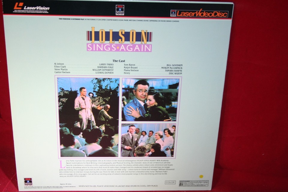 Laserdisc {q} * Jolson Sings Again * Larry Parks Barbara Hale William ...