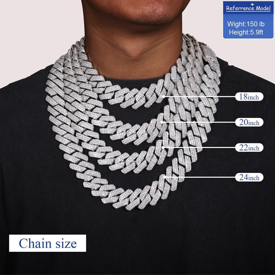 25MM Big Cuban Link Chain for Men Thick Iced Out Chain 18K Gold Plated ...