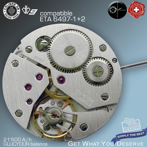 MOVEMENT CALIBRE DB9 brushed compat. ETA 6497-2 NICKEL HAND WIND SWISS ...